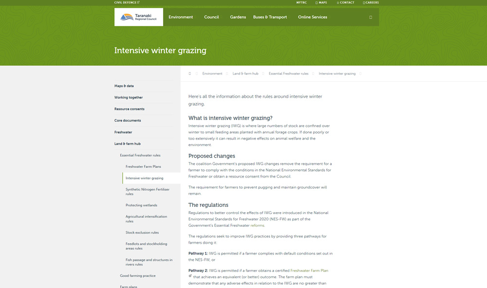 Taranaki Intensive Winter Grazing rules - Good Farm Planning Hub